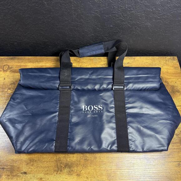 Other | Hugo Boss Parfums Navy Blue Large Roll Top Travel Tote Duffel ...